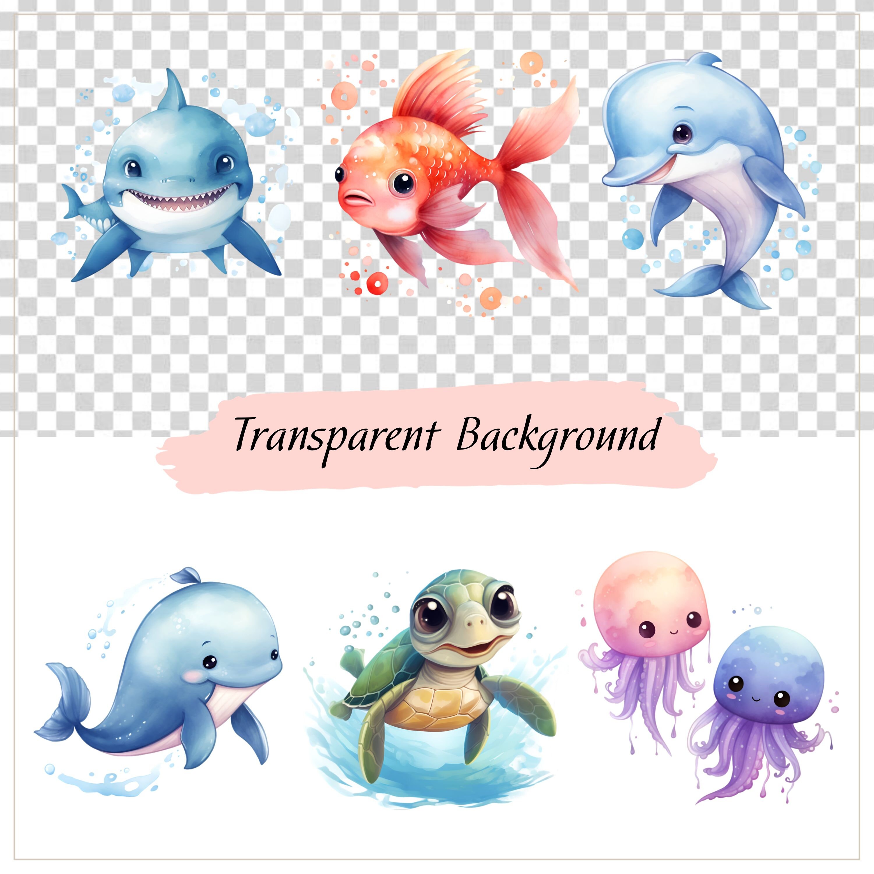 Cute Sea Animals Clipart, Kawaii Clipart, Fish Clipart, Fish Png, Fish ...