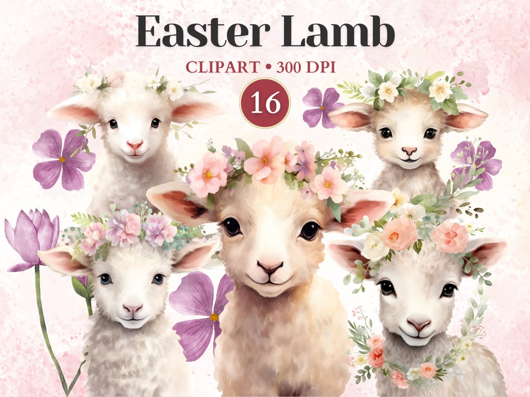 Easter Lamb Clipart, Lamb Png, Spring Clipart, Watercolor Easter, He is ...