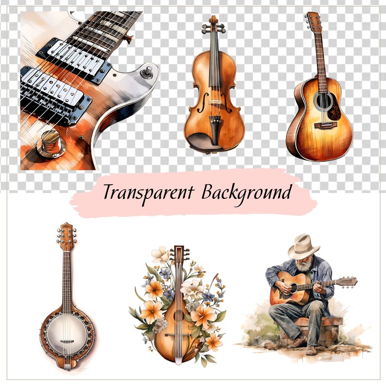 String Instruments Clipart Bundle, Musical Instrument, Violin, Guitar ...