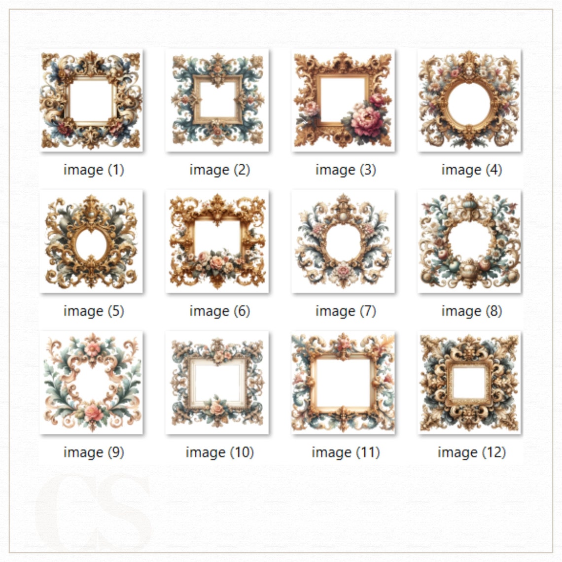 Baroque Frame Clipart, Antique Printable Frames Png to Ornate Picture ...