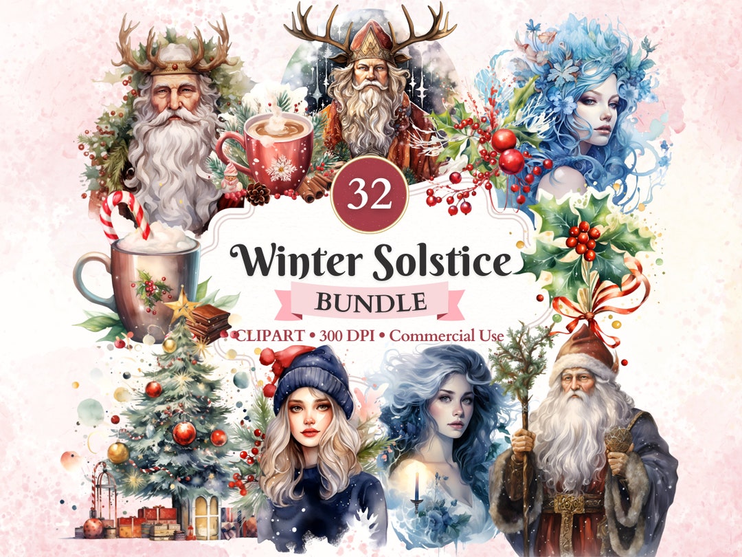Winter Solstice Clipart Bundle, Yule Clipart, Yule Decorations ...