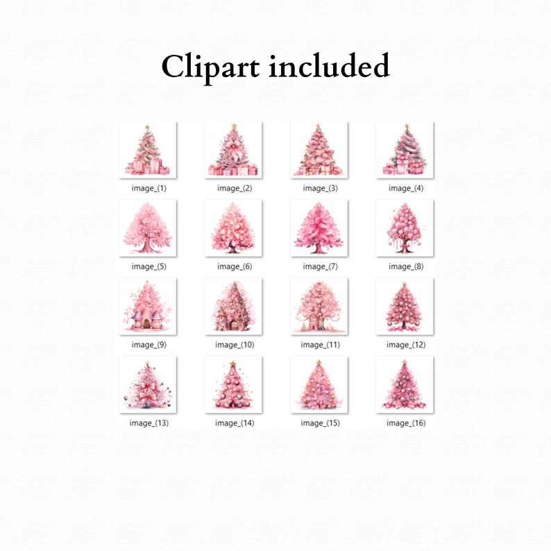 Pink Christmas Tree Clipart, Pink Christmas, Winter Clipart, Light Pink ...