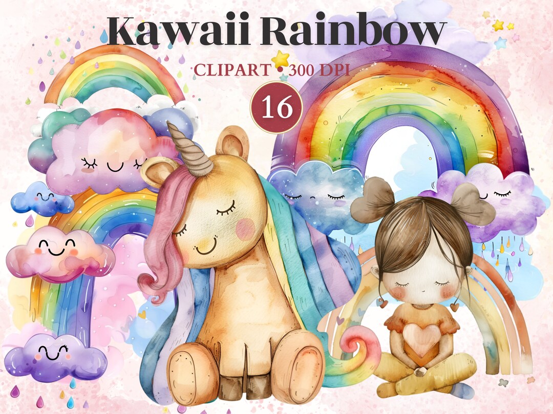 Kawaii Rainbow Clipart, Kawaii Weather, Cute Sun Clipart, Cloud Png ...