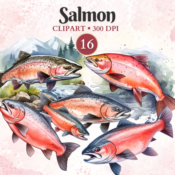 Salmon Vector - Etsy