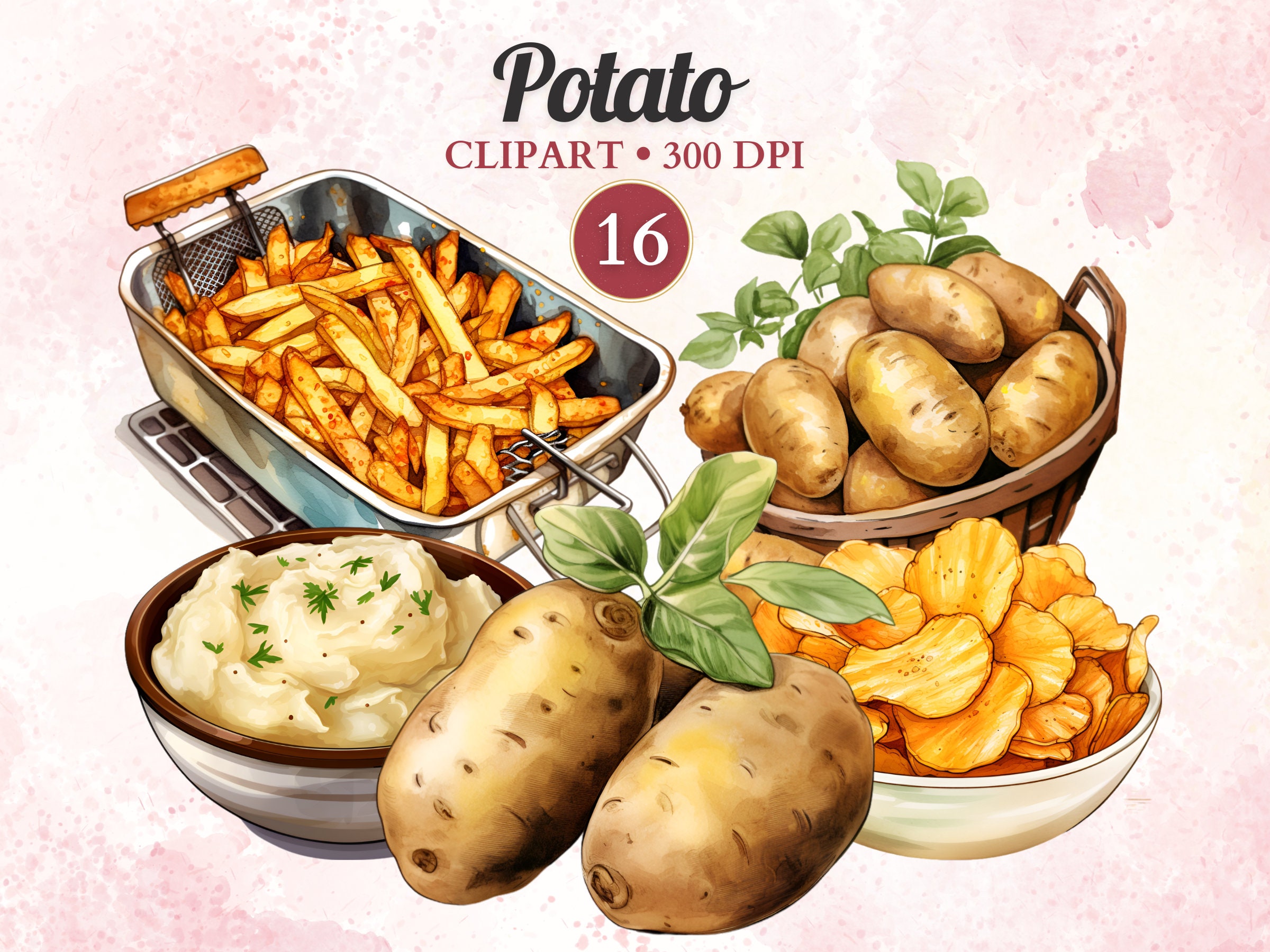 Potato Clipart Watercolor Vegetables Png Healthy Food - Etsy