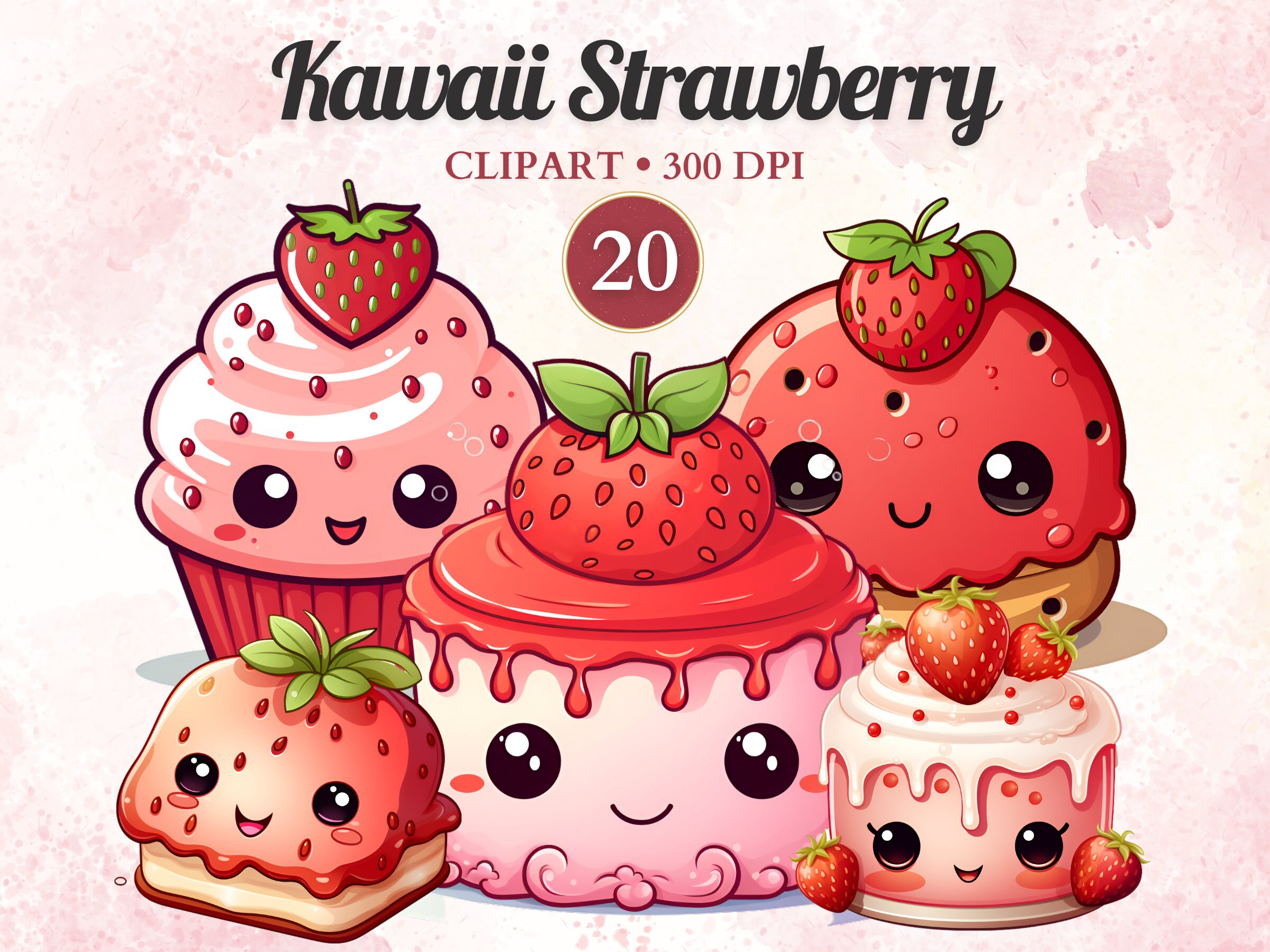 Kawaii Strawberry Food Clipart, Cute Strawberry, Kawaii Fruit ...