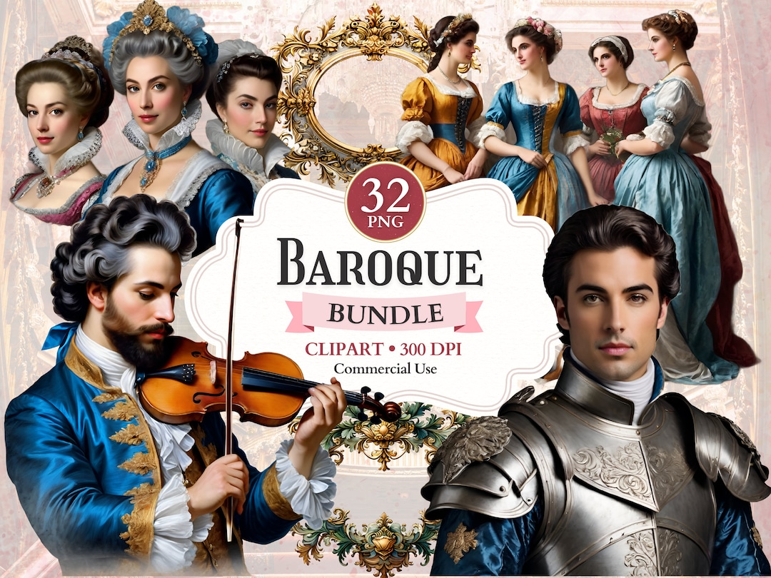 Baroque Clipart Bundle, Baroque Png, Rococo Png, Frame Png, Border ...