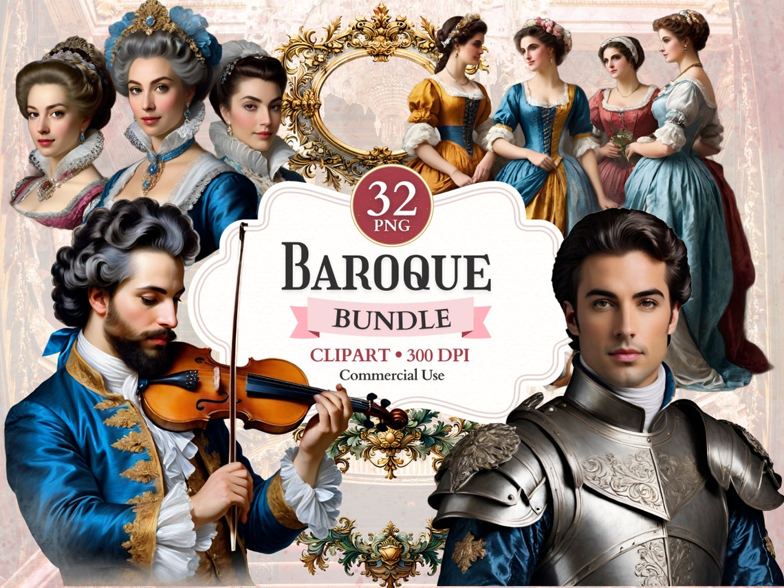 Baroque Clipart Bundle, Baroque Png, Rococo Png, Frame Png, Border ...