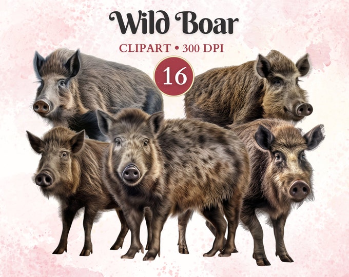 Wild Boar Watercolor Clipart | Printable Animal Designs (digital ...