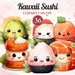 Kawaii Sushi Clipart, Cute Sushi, Kawaii Food Clipart, Cute Japanese ...
