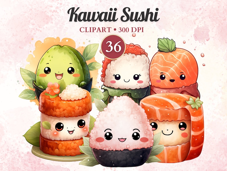 Kawaii Sushi Clipart, Cute Sushi, Kawaii Food Clipart, Cute Japanese ...