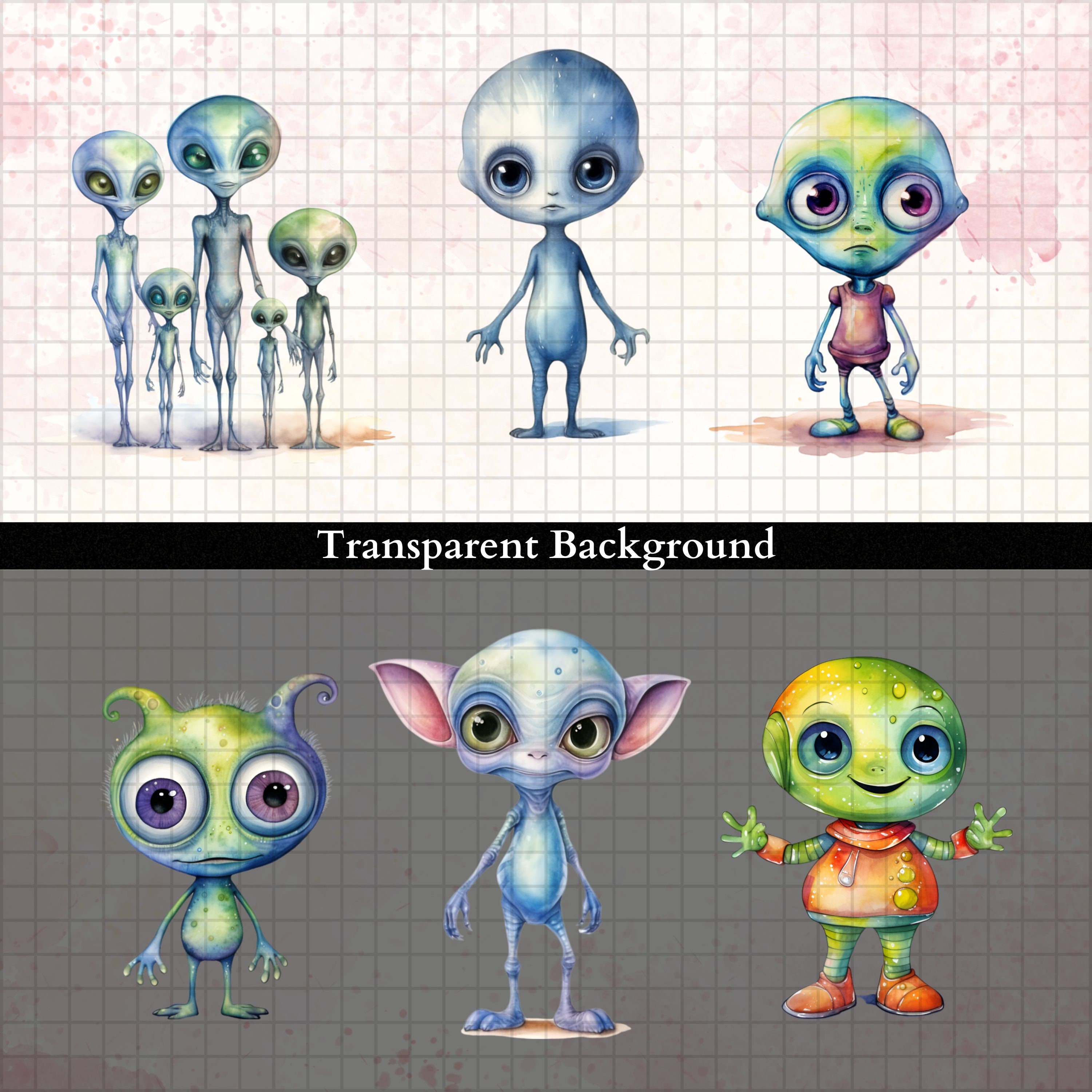 Alien Clipart, Watercolor, Space, Galaxy Clipart, Universe, Png, Outer ...