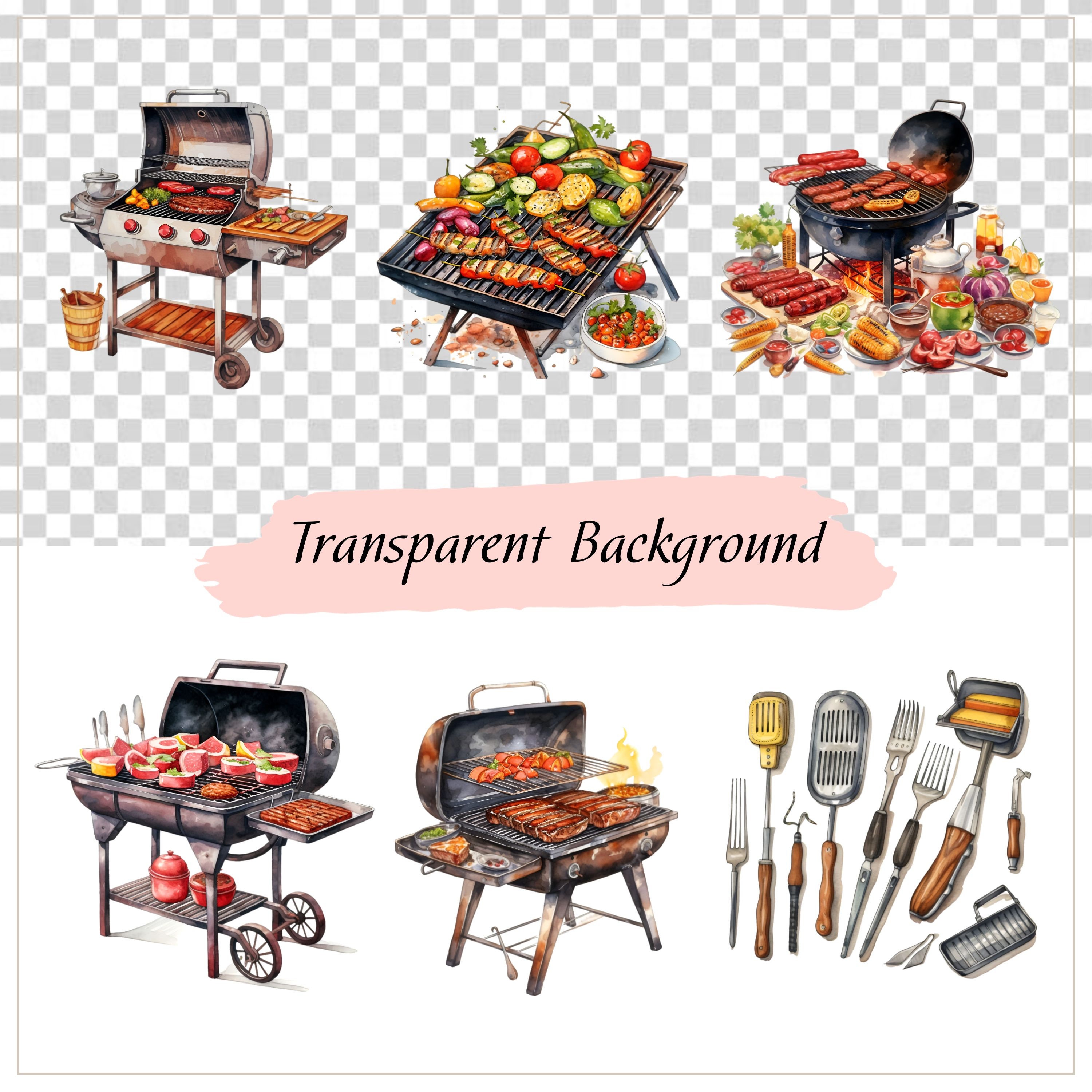 Grill Clipart, Meat Clipart, BBQ Clipart, Barbecue Clipart, Cooking ...