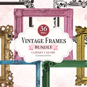 Vintage Frames Clipart Bundle, Old Antique Printable Frames Png, Ornate ...