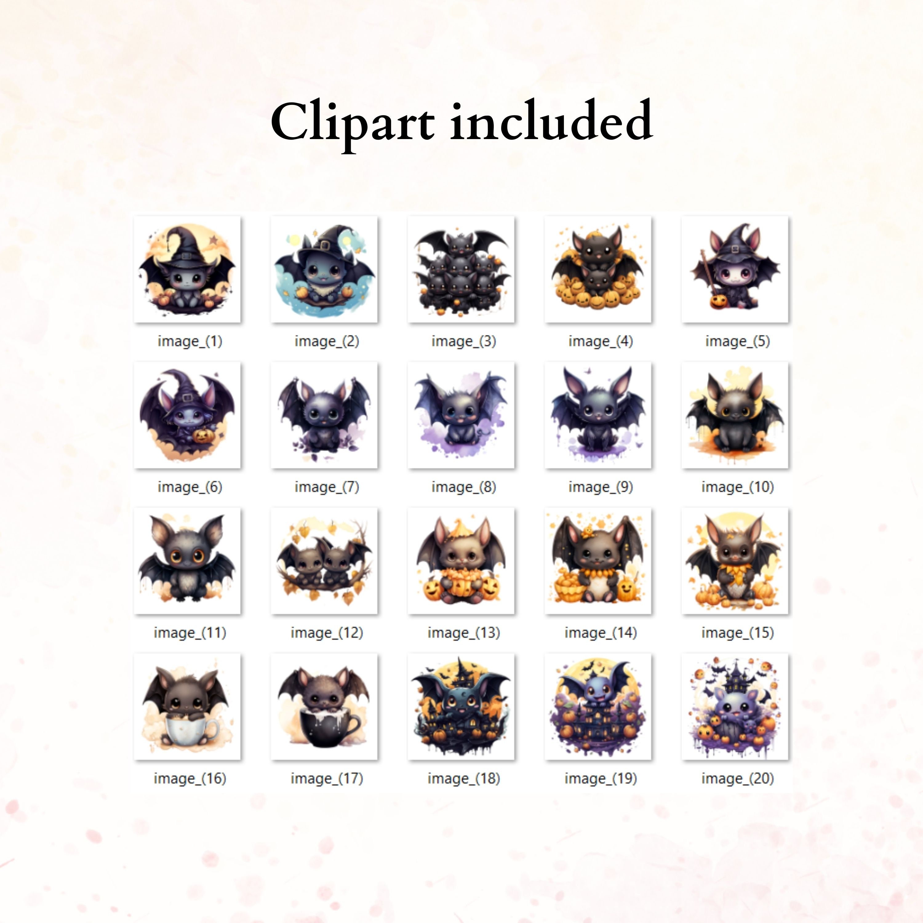 Kawaii Bat Clipart Halloween Animals Clipart Cute Bat - Etsy
