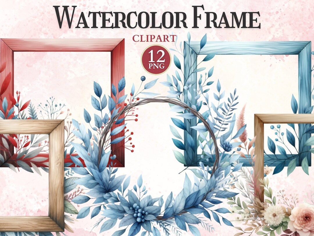 Watercolor Frame Clipart, Printable Wooden Frames Png, Picture Ornament ...