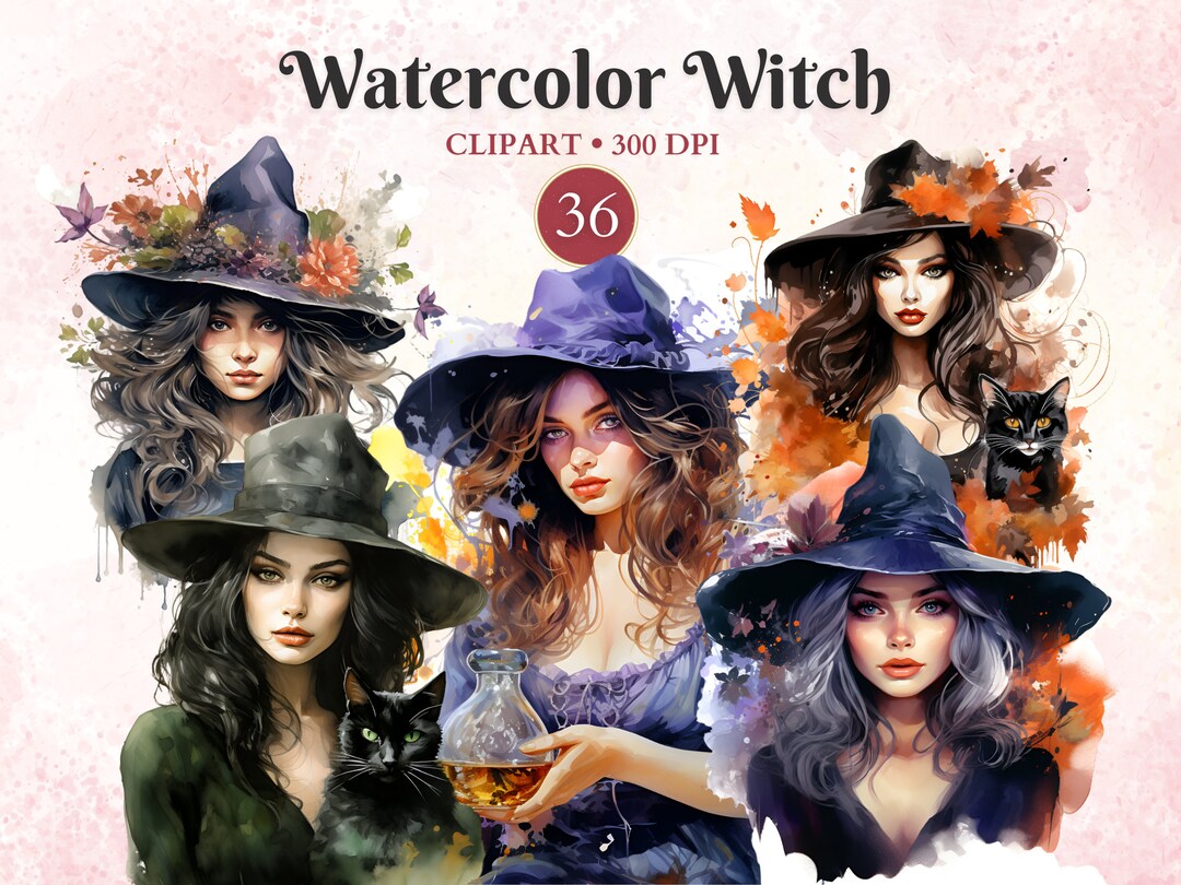 Watercolor Witch Clipart, Witchy Witchcraft, Wiccan Art, Pagan Png ...