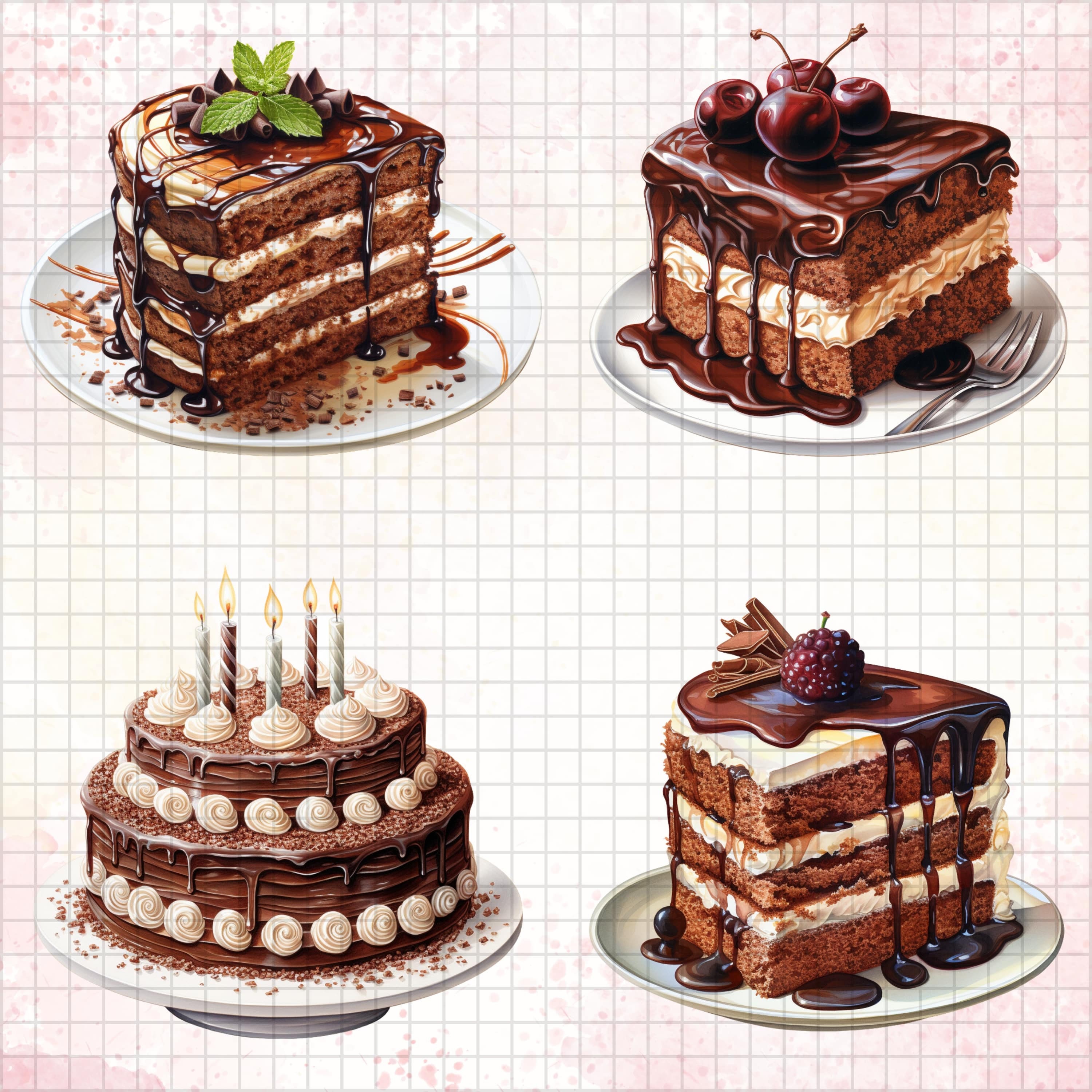 Chocolate Cake Clipart, Watercolor, Birthday, Cake Png, Birthday Party ...