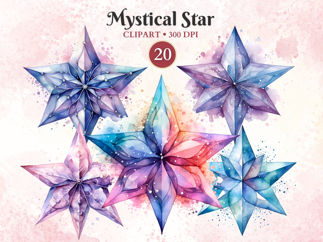 Mystical Star Clipart Watercolor Star Magic Galaxy Clipart - Etsy