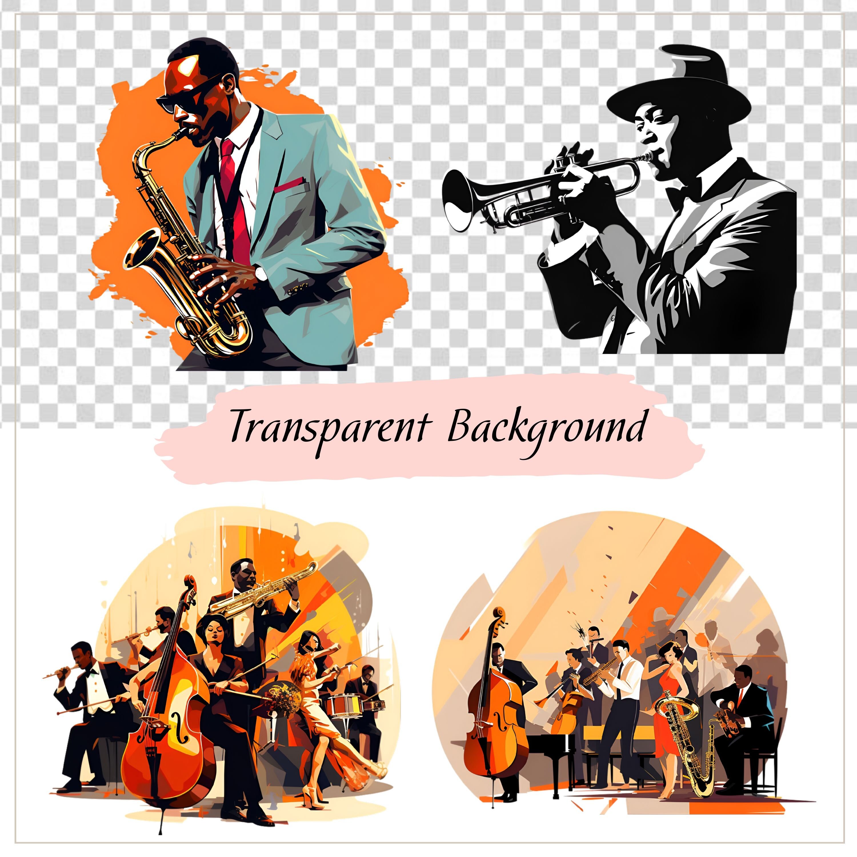 Jazz Music Clipart Bundle, Jazz Band, Jazz Musician, Musician Png ...