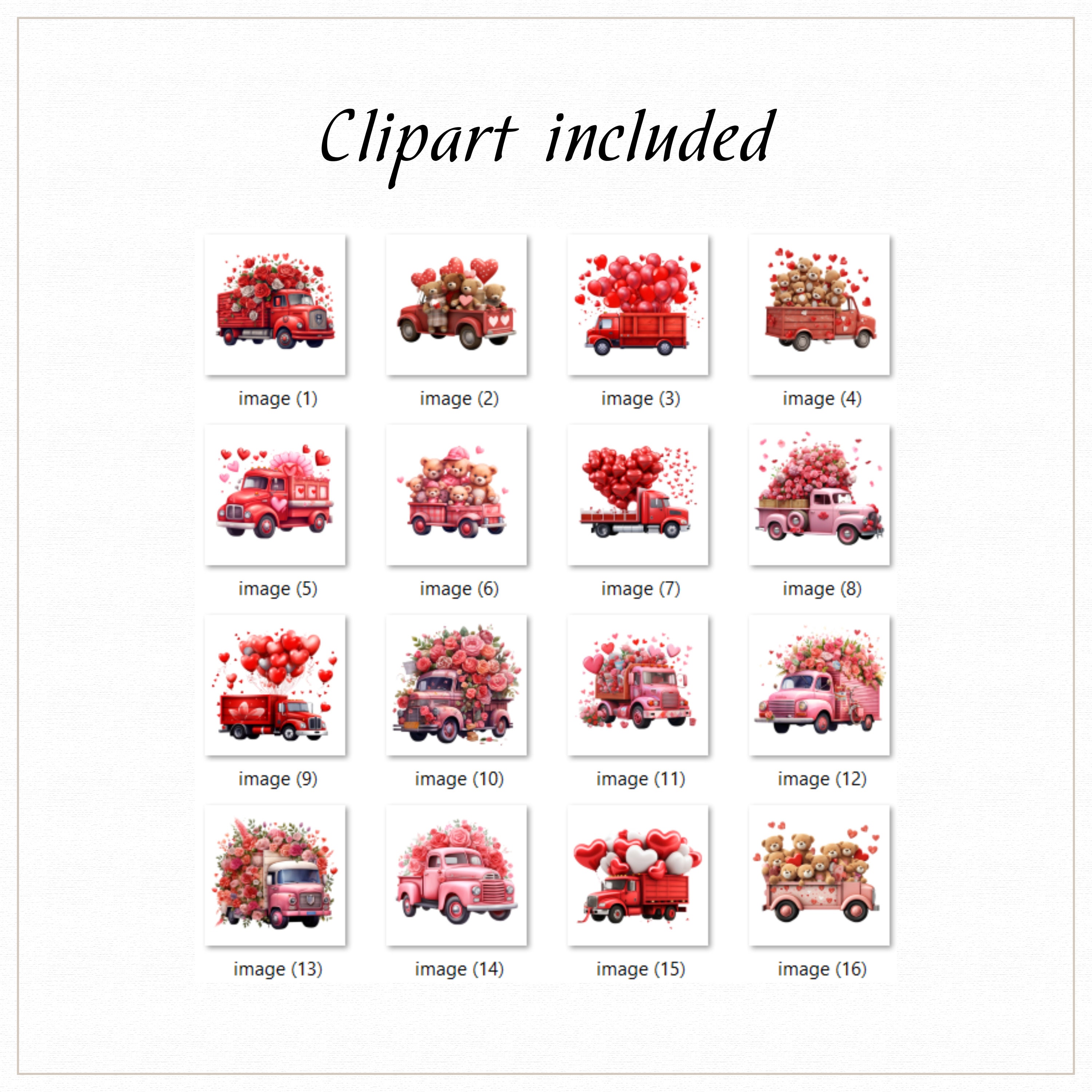 Valentine Truck Clipart, Romantic Png, Valentines Day Png, Celebration ...