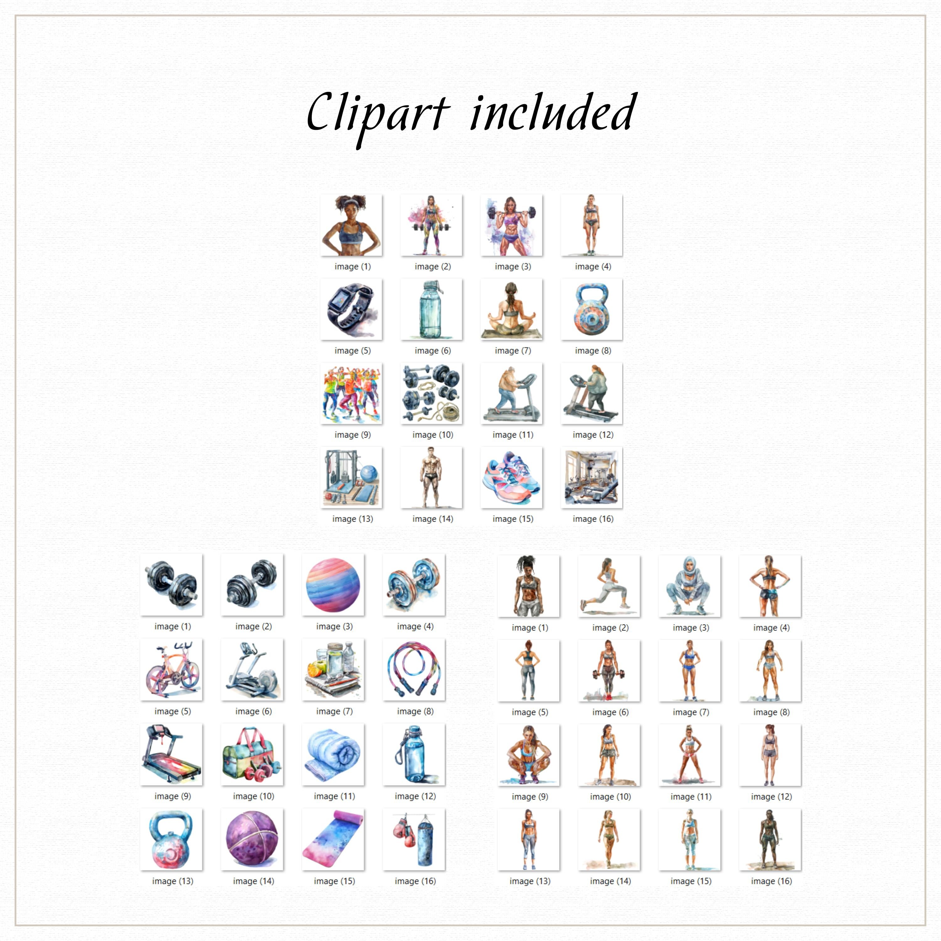 Fitness Clipart Bundle, Gym Png, Fitness Graphics, Workout Png ...