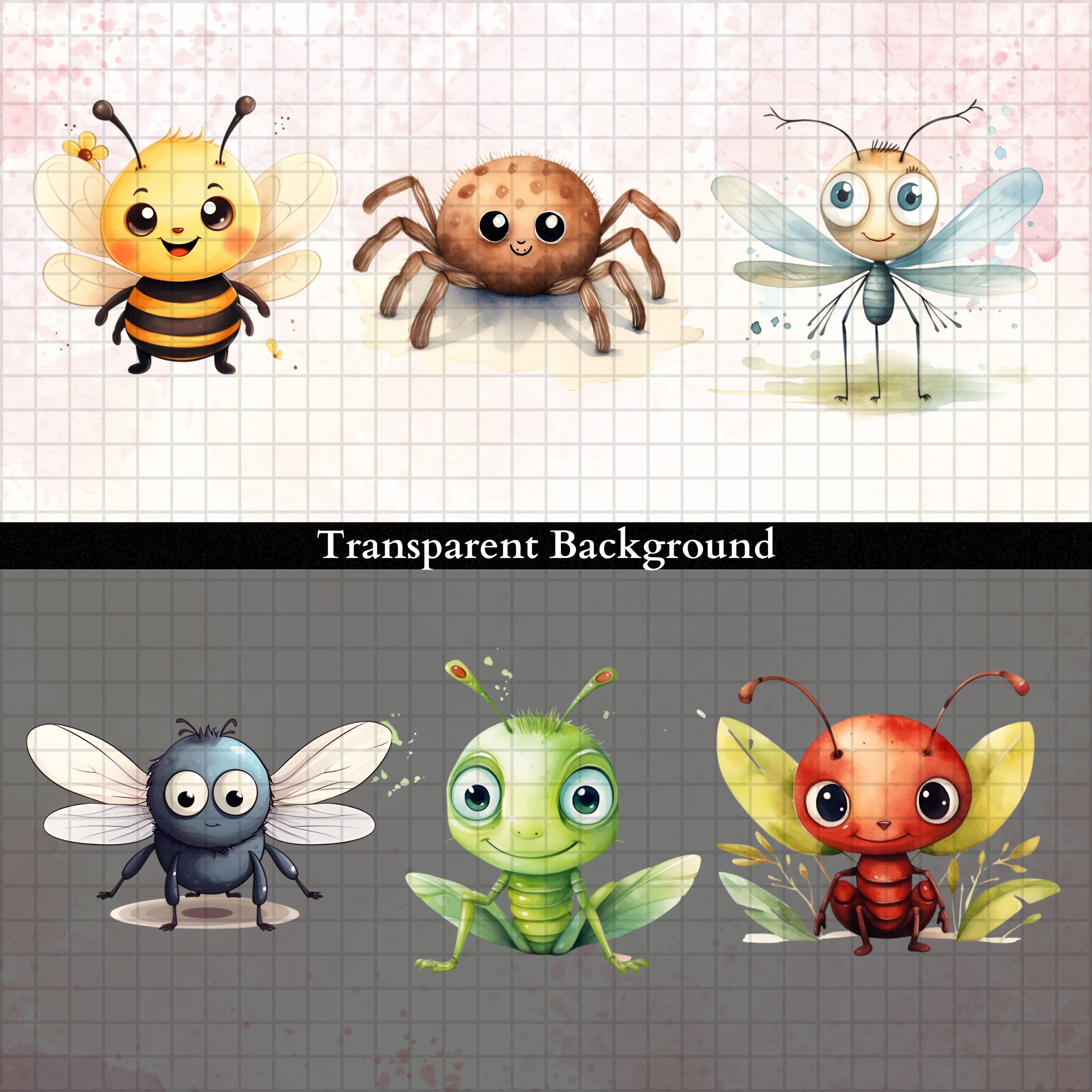 Cute Insect Clipart Kawaii Animal Insect Clipart - Etsy