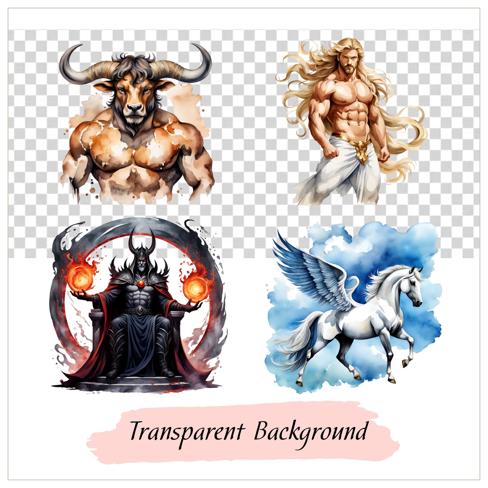 Greek Mythology Clipart Bundle, Whimsical Wonder, Mythical Creatures ...