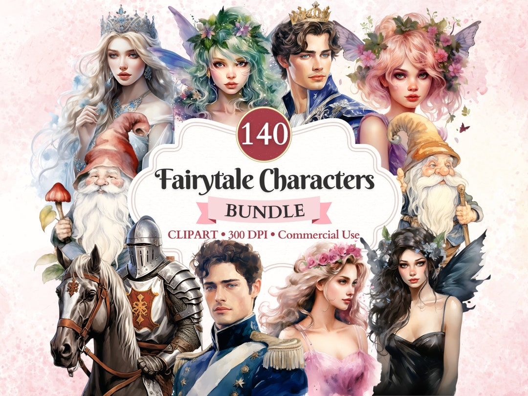 Fairytale Characters Clipart Bundle, Medieval Character, Princess ...