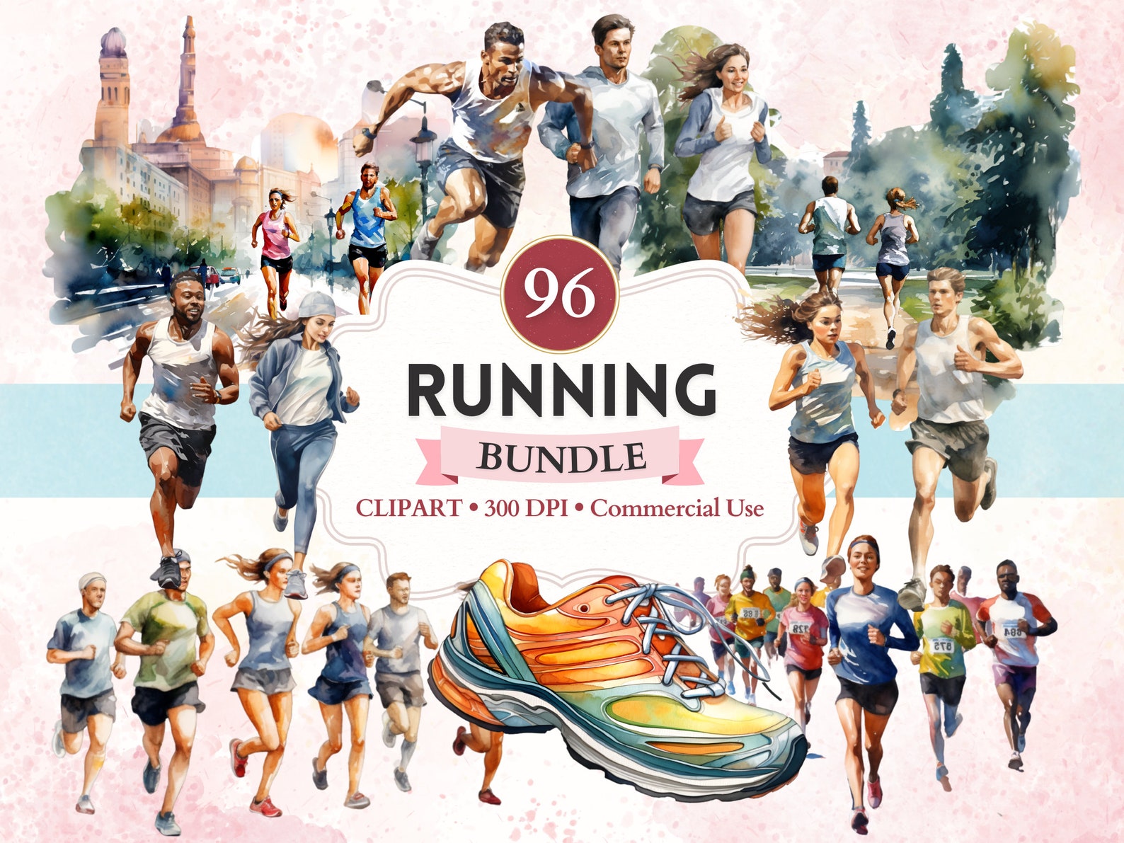 Running Clipart Bundle, Running Png, Runner Clipart, Athletics, Jogging ...