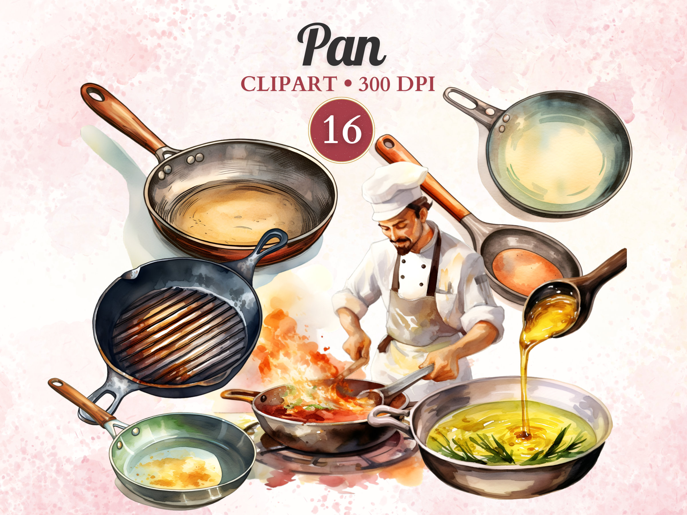 Pan Clipart, Cooking Pan, Pots and Pans, Frying Pan, Chef, Cooking ...