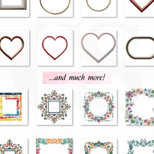 Photo Frames Clipart Bundle, Printable Picture Frame Png, Borders ...