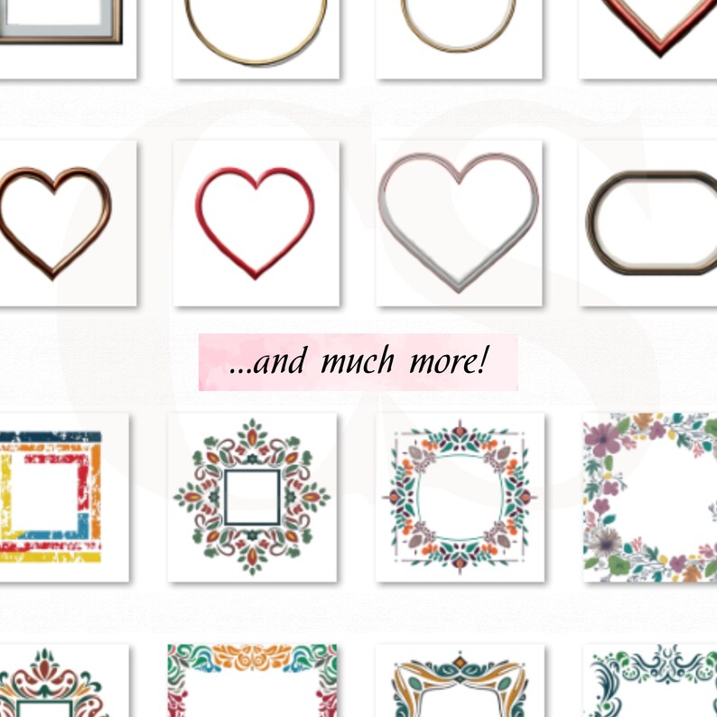 Photo Frames Clipart Bundle, Printable Picture Frame Png, Borders ...