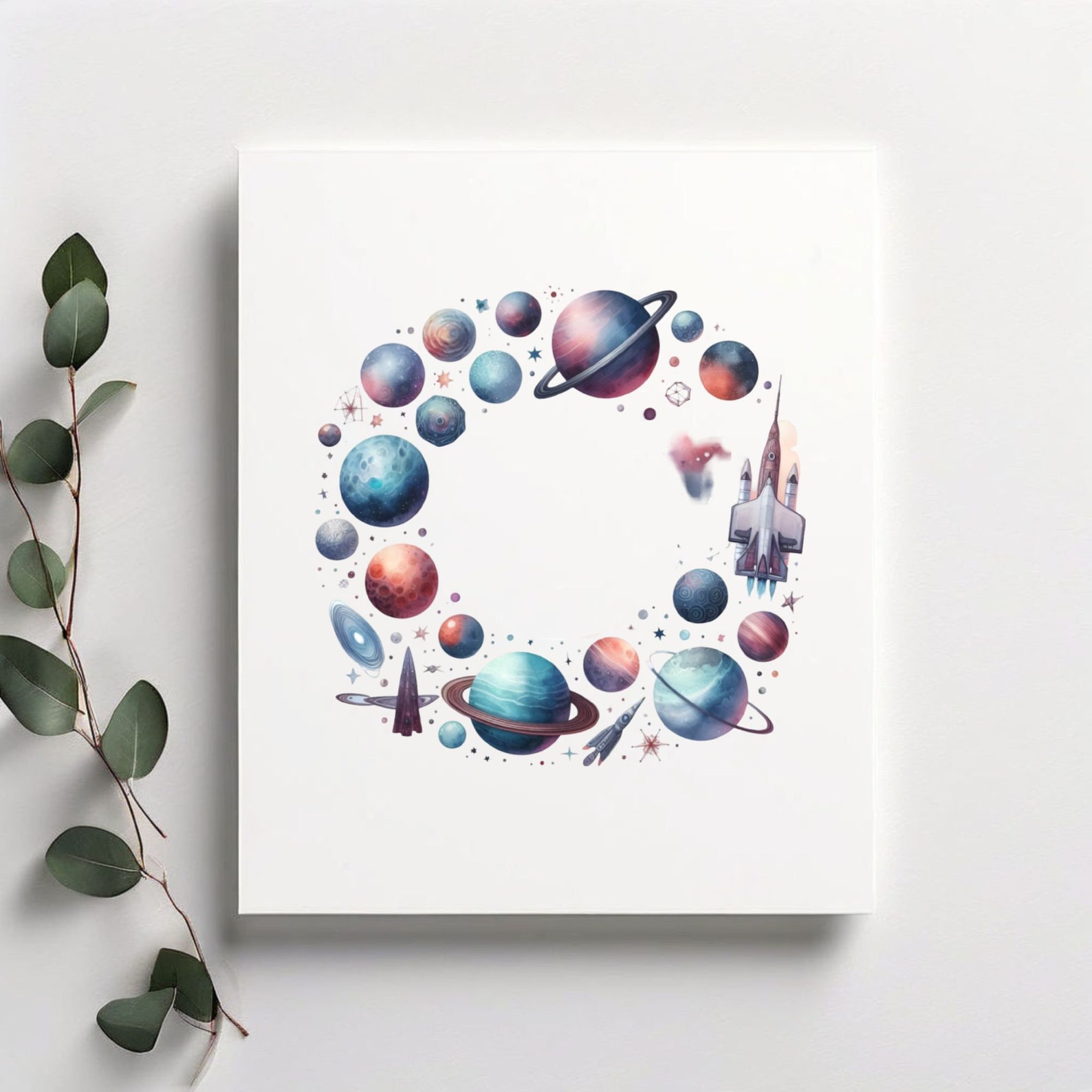 Galactic Frame Clipart, Space Planets Clipart, Solar System Art, Galaxy ...