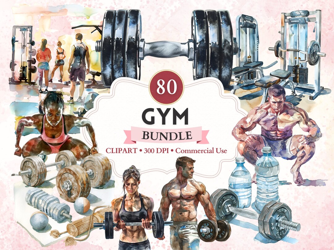 Gym Clipart Bundle, Gym Png, Barbell Png, Exercise Clipart, Workout Png ...