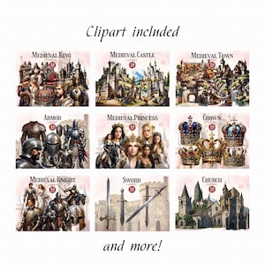 Medieval Clipart Bundle, Armor Png, Knight Clipart, King Png, Castle ...