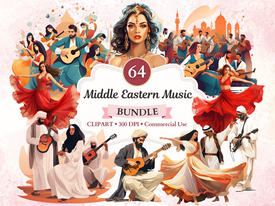 Middle Eastern Music Clipart Bundle, Oriental Music Clipart, Dancer ...