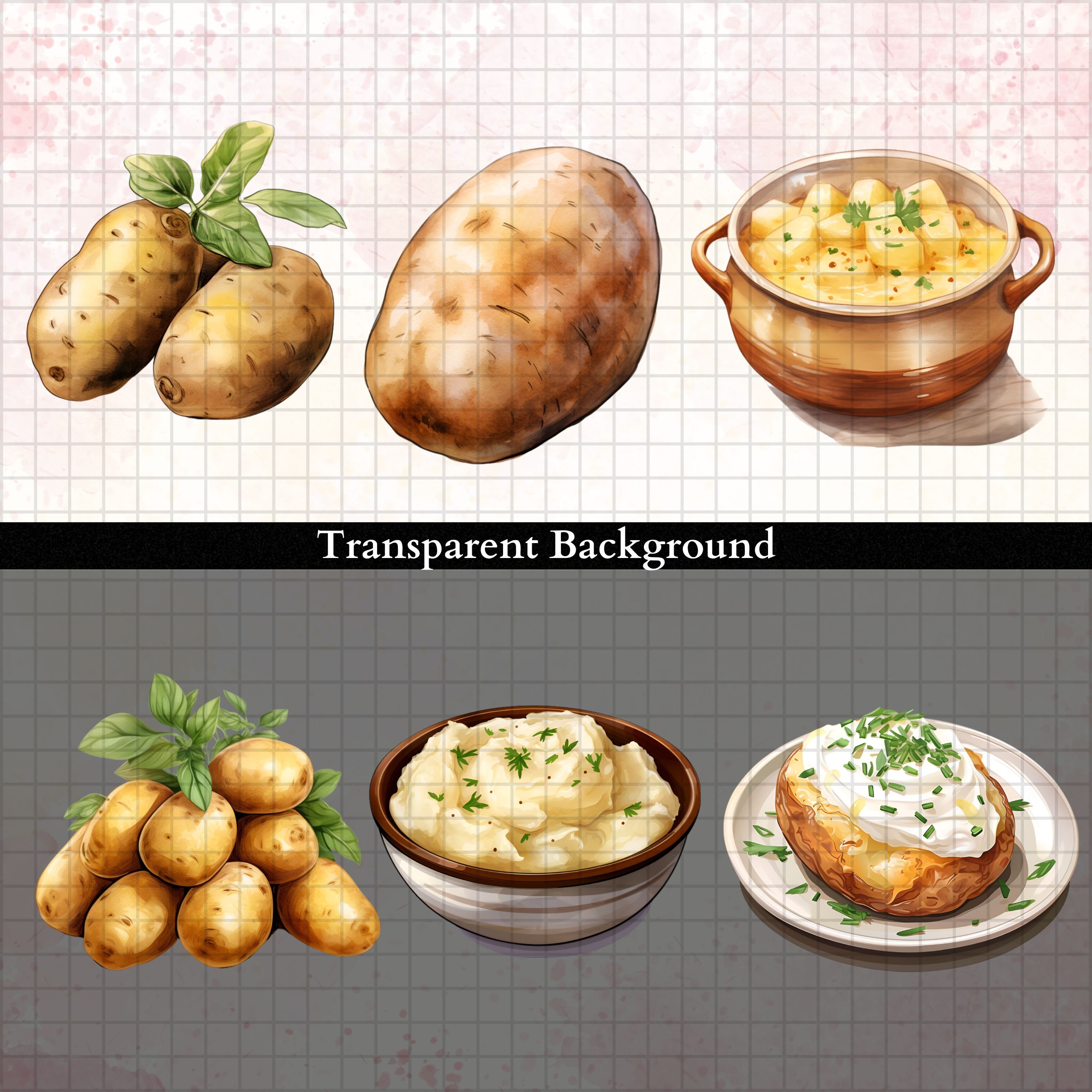 Potato Clipart Watercolor Vegetables Png Healthy Food - Etsy
