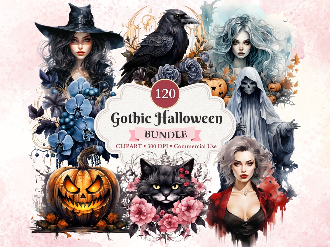Gothic Halloween Clipart Bundle Halloween Night Crafting - Etsy