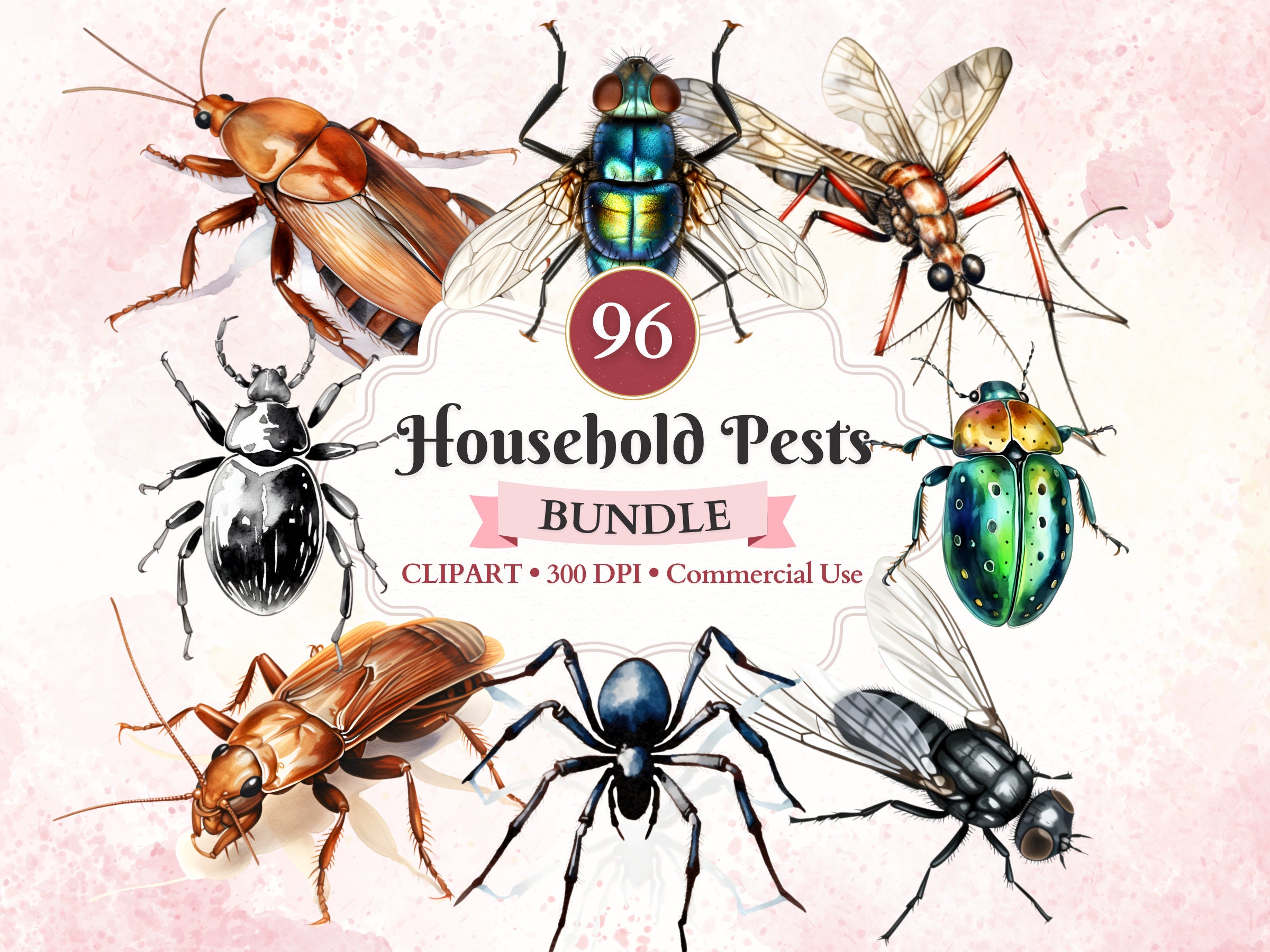 Household Pests Clipart Bundle, Insect Clipart, Silhouette, Entomology ...