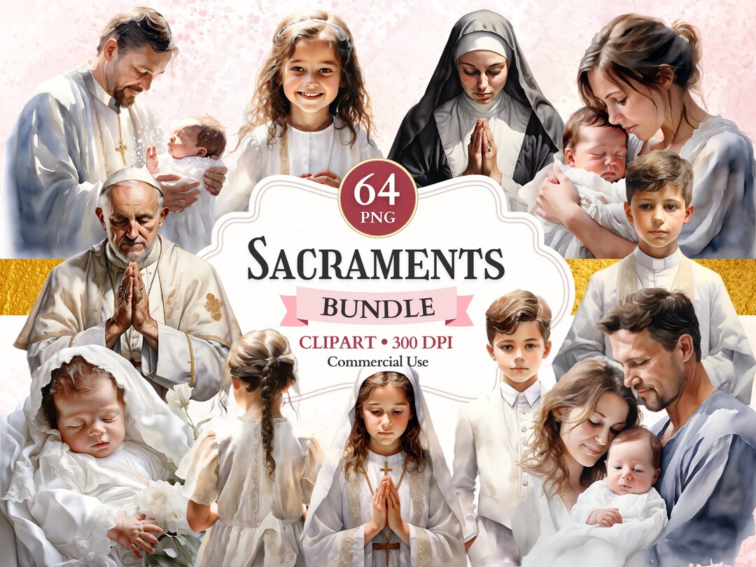 Sacraments Clipart Bundle, My First Communion, Christening Clipart ...