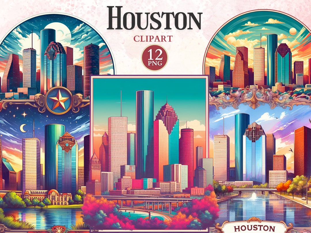 Houston Clipart, City Silhouette, USA Flag Clipart, Houston Texas ...
