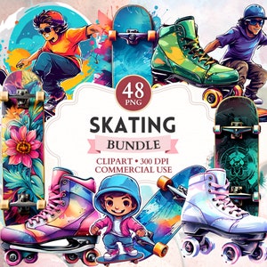 Skating Clipart Bundle, Skateboard Png, Skate Clipart, Skating Png ...