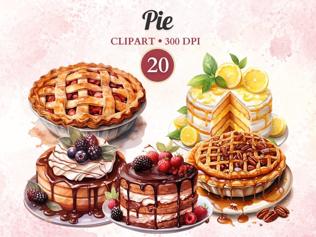 Pie Clipart, Cozy Clipart, Traditional Pie, Dessert Set, Delicious ...
