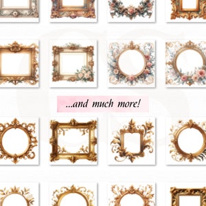 Antique Frames Clipart Bundle, Old Printable Gold Frames Png to Ornate ...