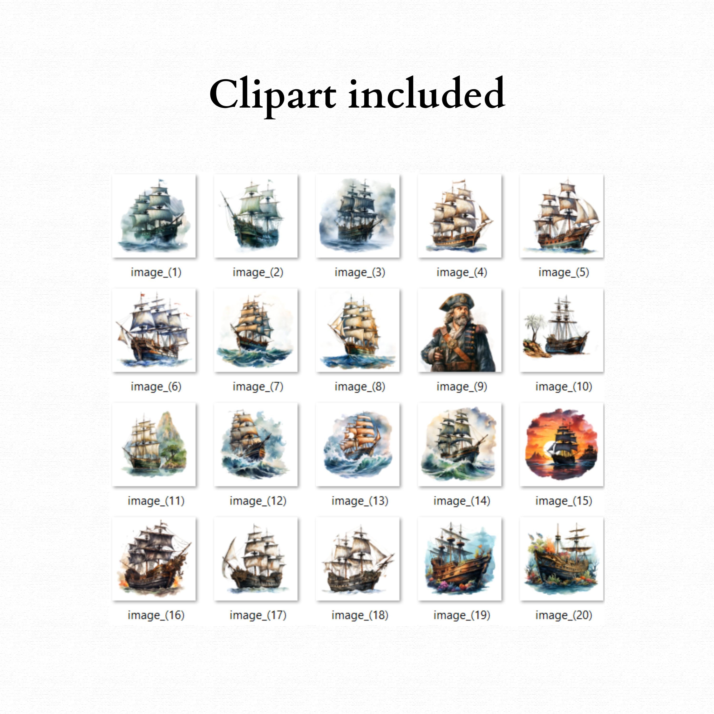 Pirate Ship Clipart Watercolor Pirates Clipart Party - Etsy