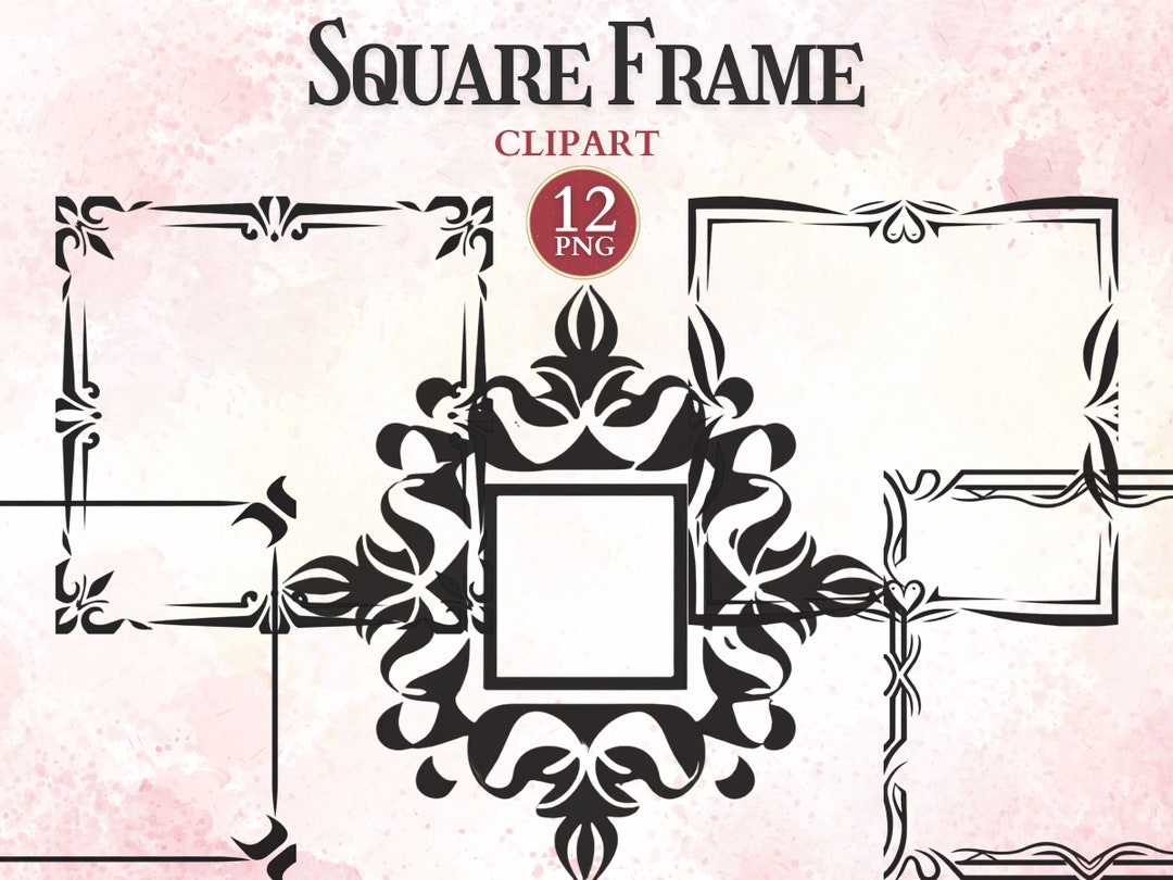 Square Frame Clipart, Printable Photo Frame Png, Picture Ornament ...