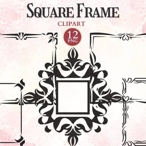 Square Frame Clipart, Printable Photo Frame Png, Picture Ornament ...