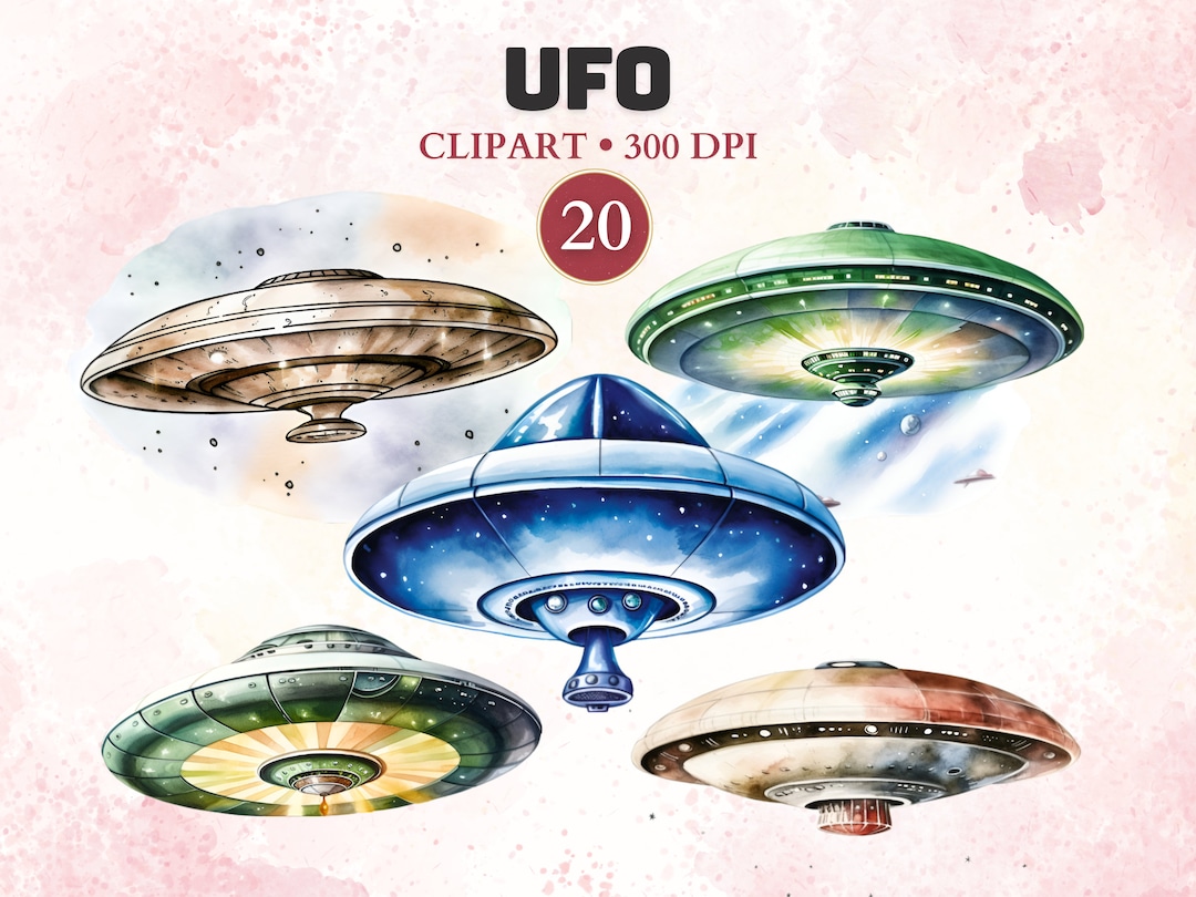 Ufo Clipart, Watercolor, Flying Saucer, Alien Clipart, Space, Galaxy ...