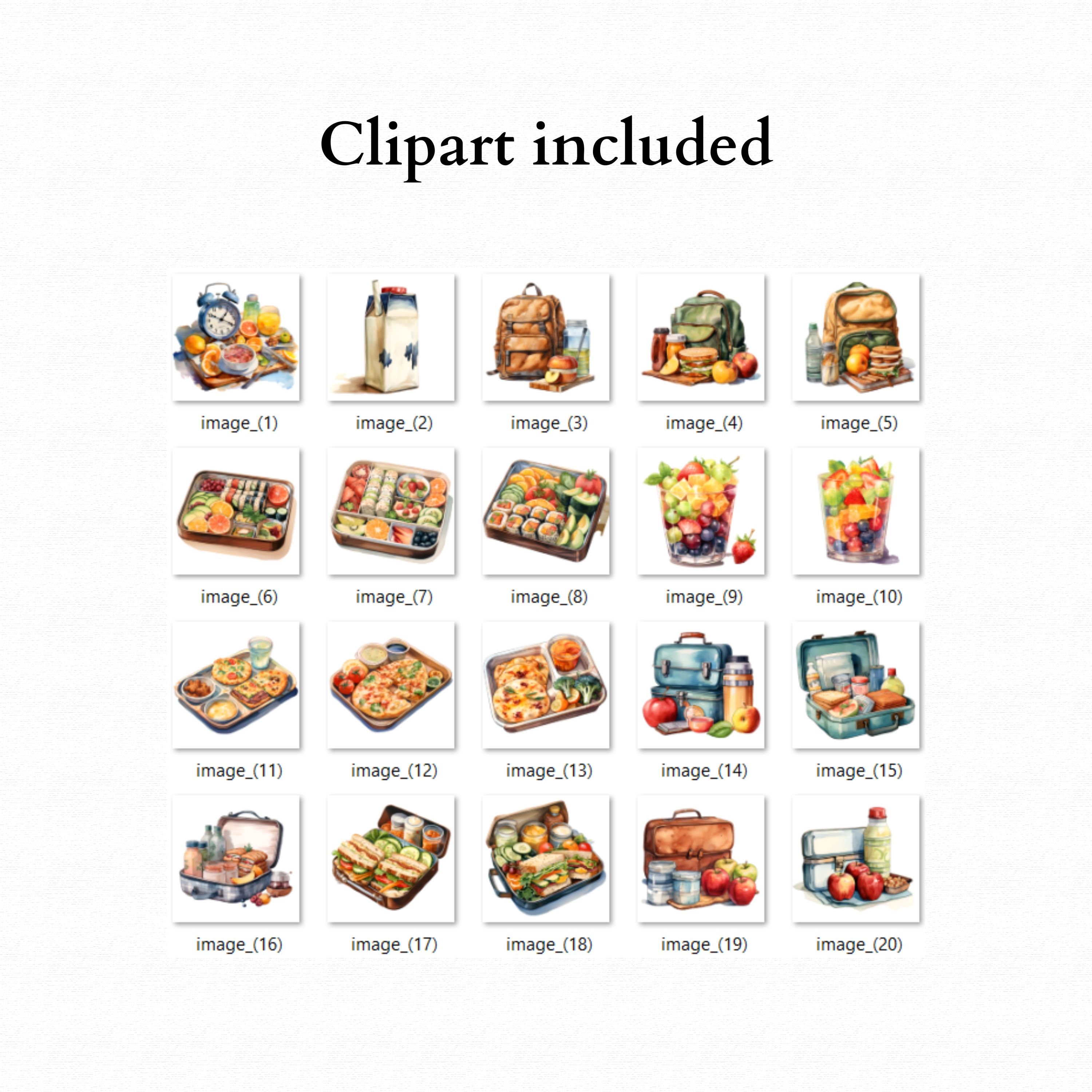 School Lunch Clipart School Food Clipart Child Food Back to - Etsy